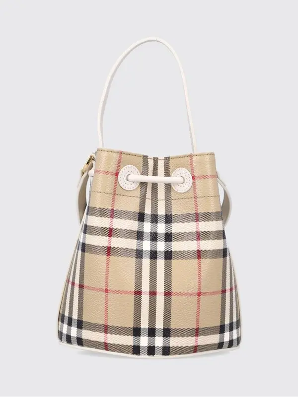 Burberry Vintage Check Coated Cotton Bucket Bag - White