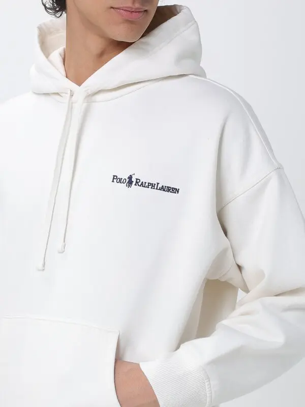 Polo Ralph Lauren Cotton Blend Hoodie With Contrasting Logo - White