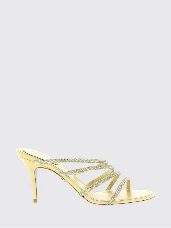 Rene Caovilla Erin Satin Mules With Rhinestones