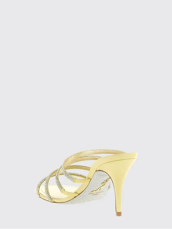 Rene Caovilla Erin Satin Mules With Rhinestones