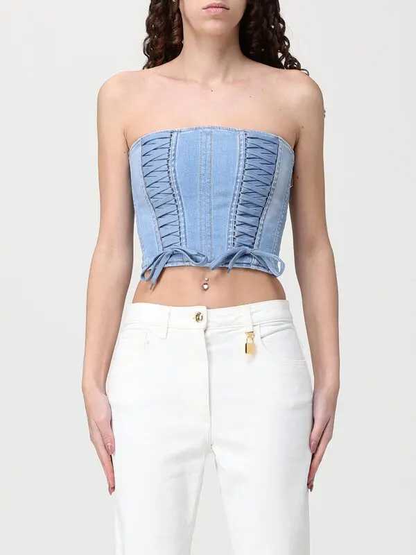 Elisabetta Franchi Denim Corset Top - Blue