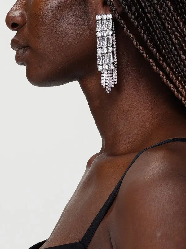 SELF-PORTRAIT Brass Earrings With Set Rhinestones