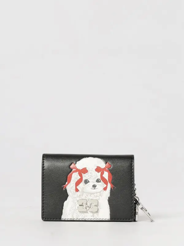 GANNI Recycled Leather Wallet With Dog Print