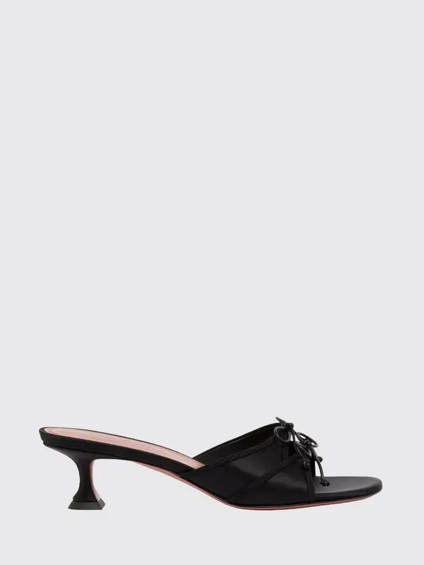 Amina Muaddi Leopard Print Satin Eleonora Mules - Black