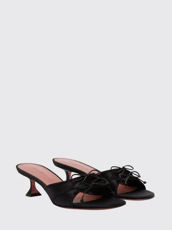 Amina Muaddi Leopard Print Satin Eleonora Mules - Black