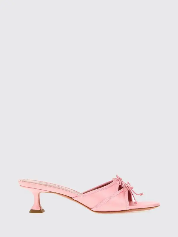 Amina Muaddi Leopard Print Satin Eleonora Mules - Pink