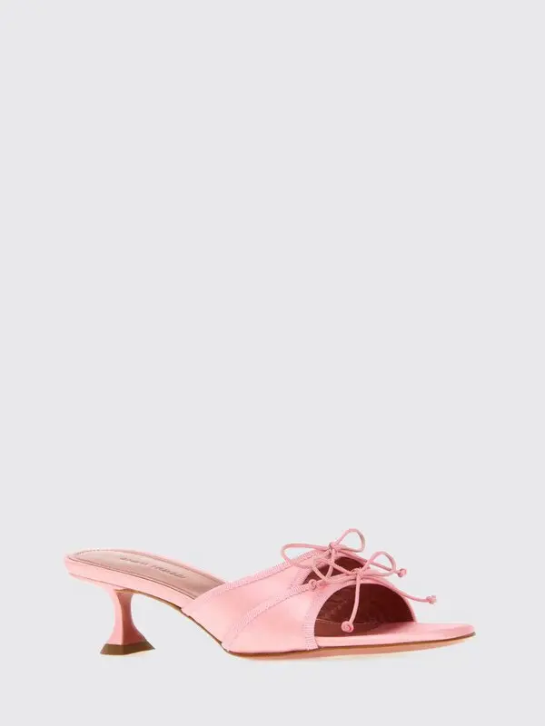 Amina Muaddi Leopard Print Satin Eleonora Mules - Pink