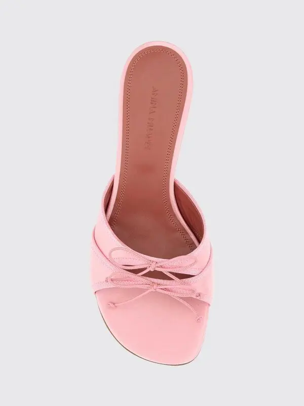 Amina Muaddi Leopard Print Satin Eleonora Mules - Pink