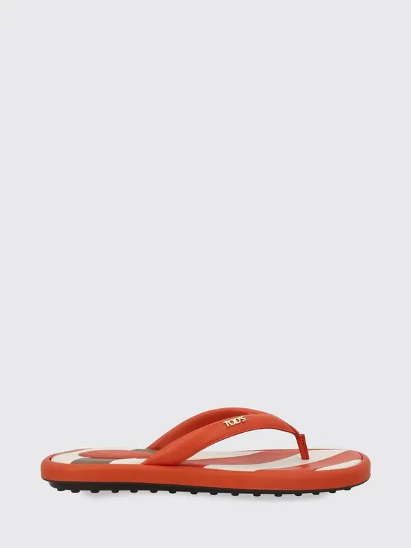 TOD'S Leather Thong Sandals With Metal Logo