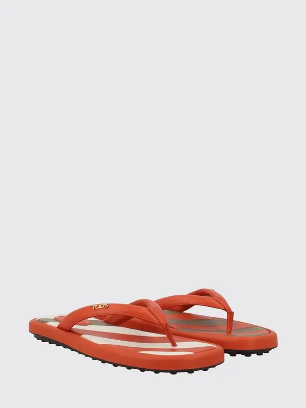 TOD'S Leather Thong Sandals With Metal Logo