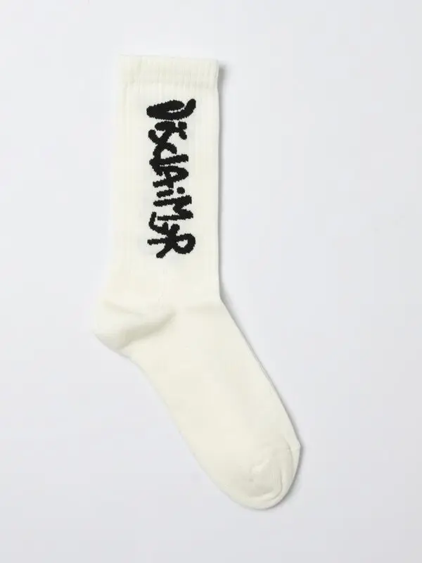 DISCLAIMER Ribbed Crew Socks With Embroidered Logo