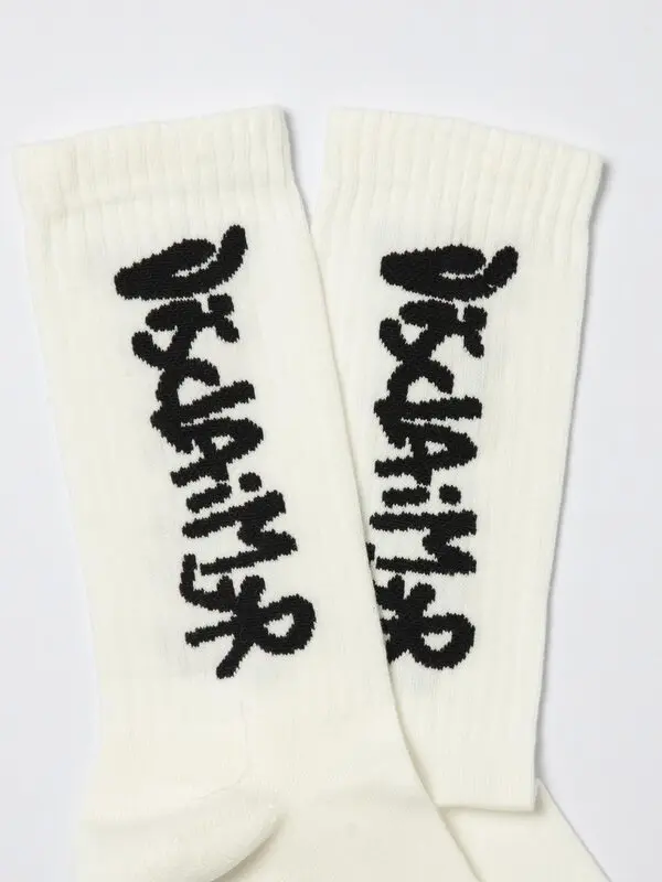 DISCLAIMER Ribbed Crew Socks With Embroidered Logo