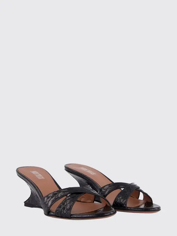 Paris Texas Nina Python Print Leather Wedge Mules