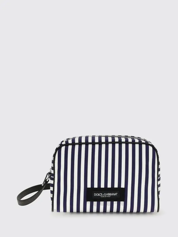 Dolce & Gabbana Striped Cotton Poplin Document Holder - White