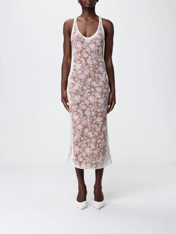 DIESEL® Printed Linen Midi Dress - Brown