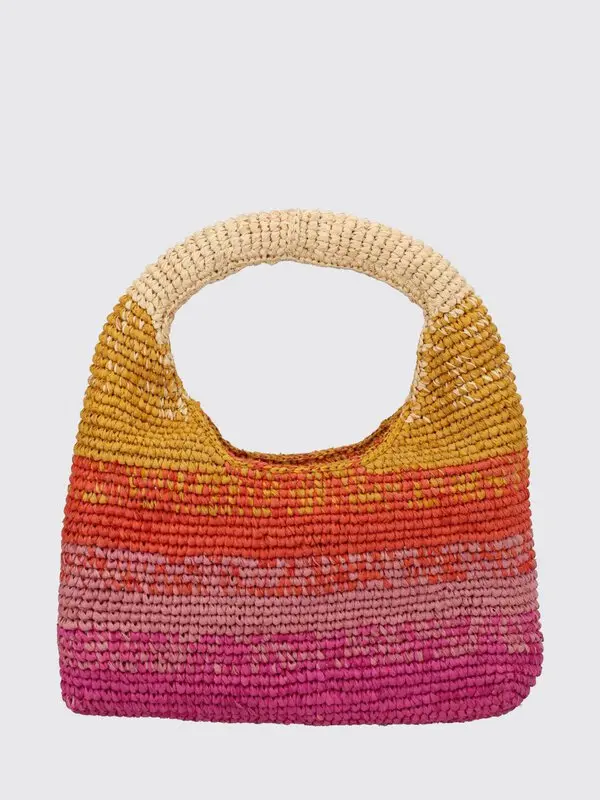 Manebí Rectangular Crochet Raffia Handbag With Stripes