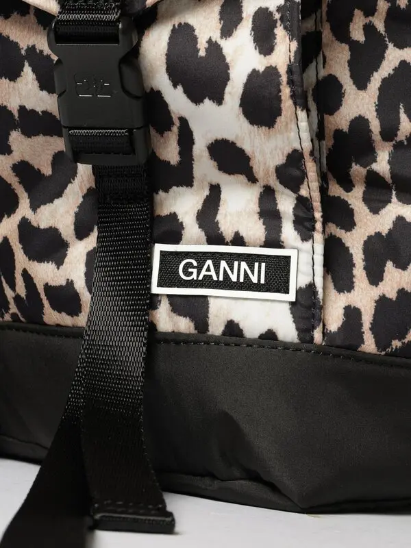 GANNI Recycled Nylon Backpack With Animal Print