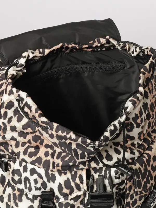 GANNI Recycled Nylon Backpack With Animal Print