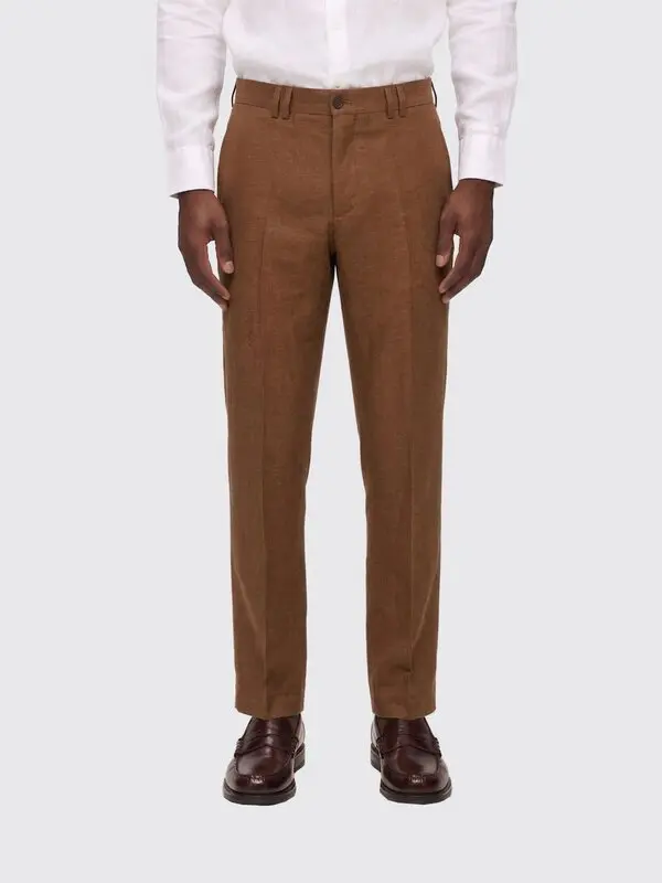 PT TORINO Virgin Wool And Linen Tailored Trousers - Cocoa