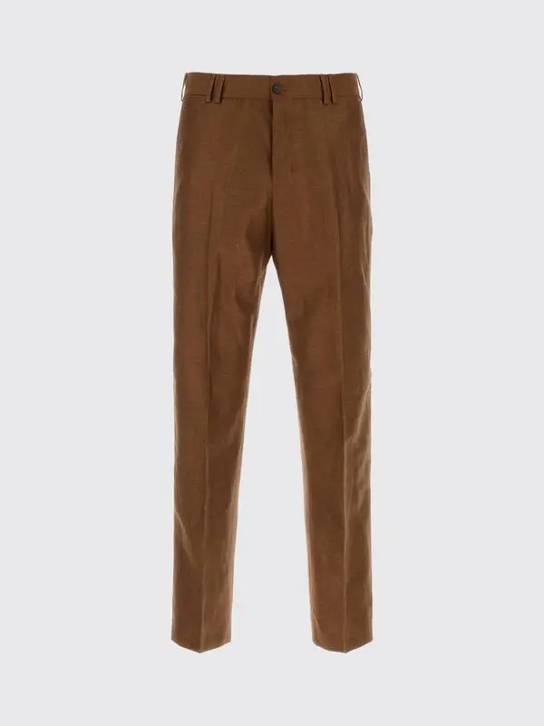 PT TORINO Virgin Wool And Linen Tailored Trousers - Cocoa