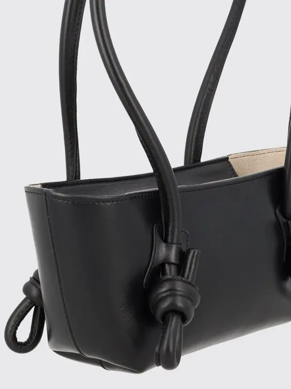 Hereu Fleca Shoulder Bag In Smooth Leather With A Flared Shape And Double Handle - Black