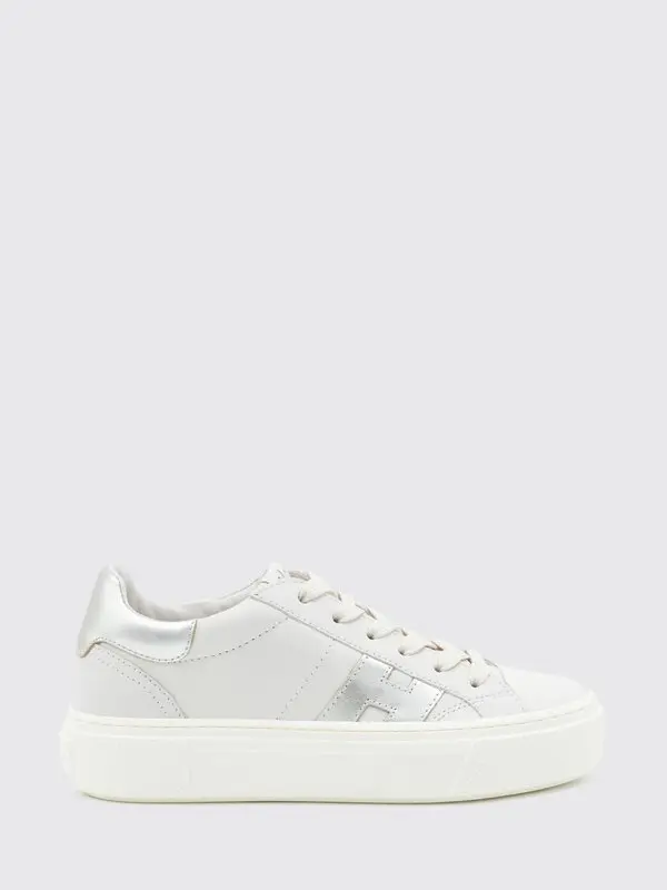 Hogan Crosswind Platform Sneakers In Smooth And Laminated Calfskin - Beige