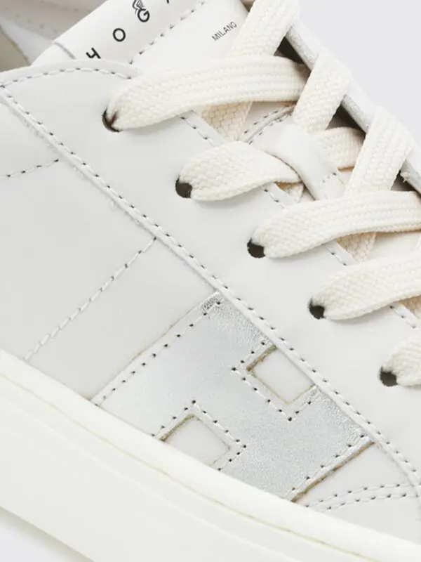Hogan Crosswind Platform Sneakers In Smooth And Laminated Calfskin - Beige