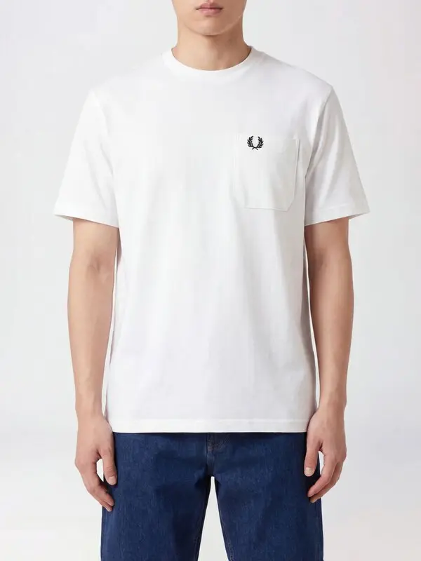 Fred Perry Cotton T-shirt With Patch Pocket And Embroidered Logo - White