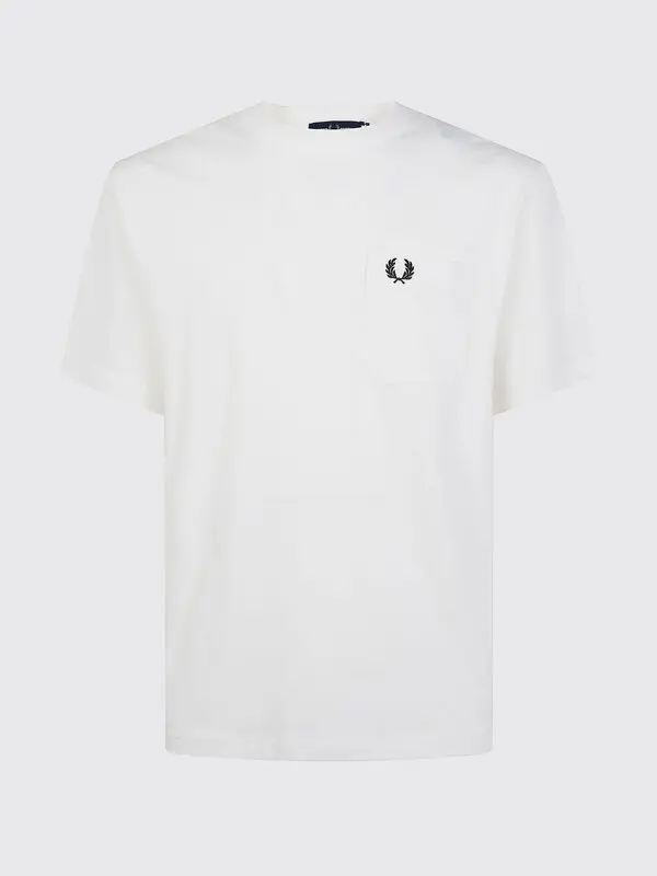 Fred Perry Cotton T-shirt With Patch Pocket And Embroidered Logo - White