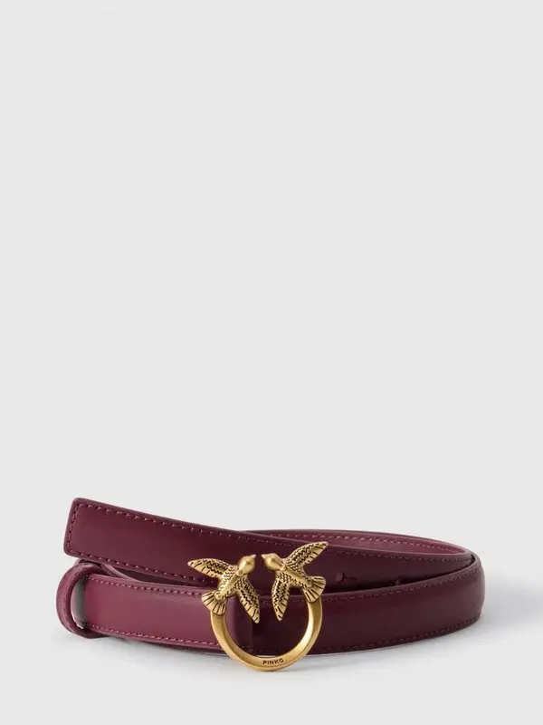 Pinko Gold Tone Buckle Belt - Red