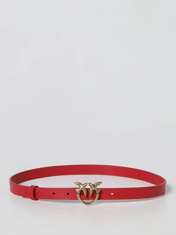 Pinko Gold Tone Buckle Belt - Red