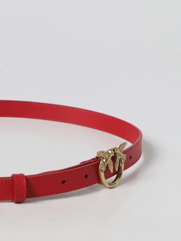 Pinko Gold Tone Buckle Belt - Red