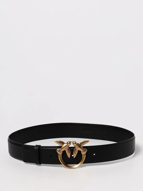 Pinko Leather Belt With Embellished Buckle - Black 1