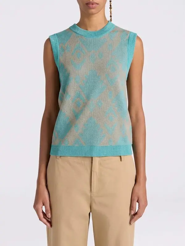 Momoni Crew Neck Sweater In Jacquard Viscose Blend