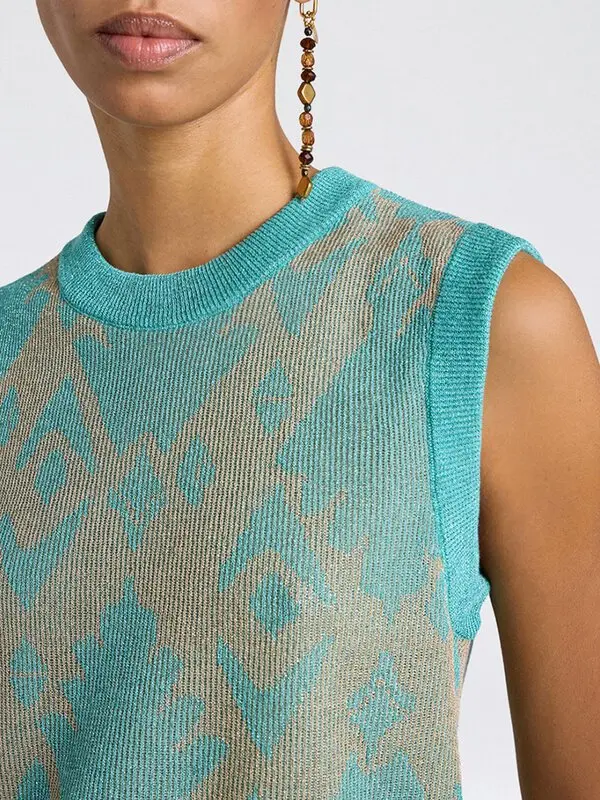 Momoni Crew Neck Sweater In Jacquard Viscose Blend