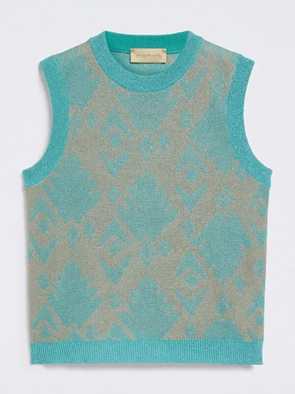 Momoni Crew Neck Sweater In Jacquard Viscose Blend