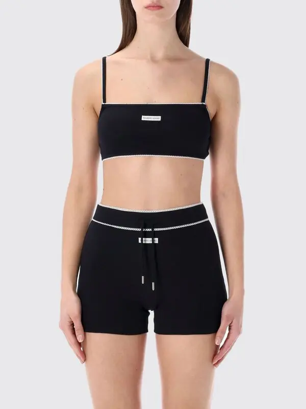 MARINE SERRE Cotton Crop Top - Black