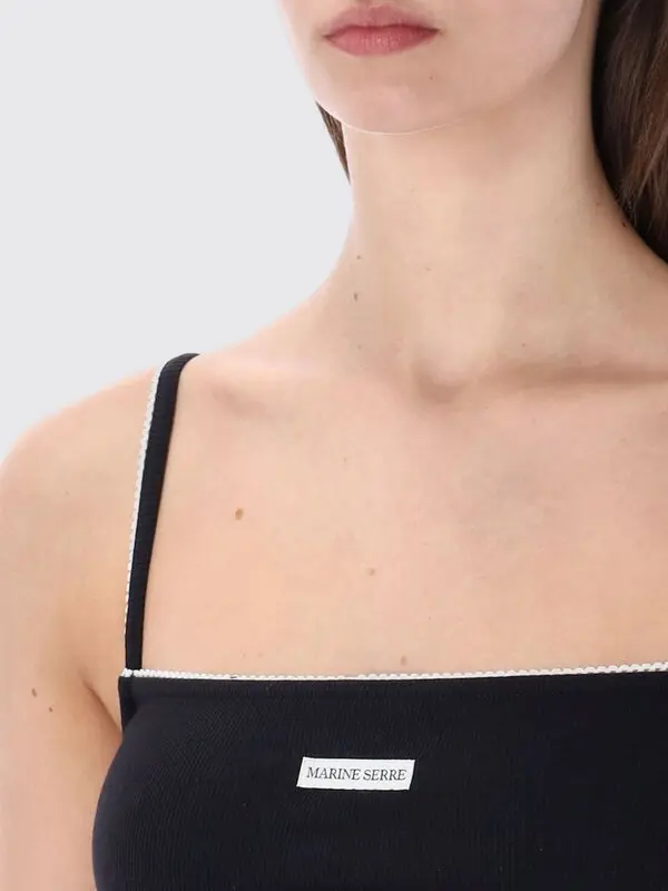 MARINE SERRE Cotton Crop Top - Black