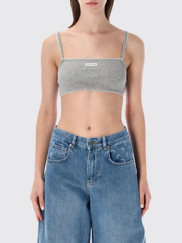 MARINE SERRE Cotton Crop Top - Grey