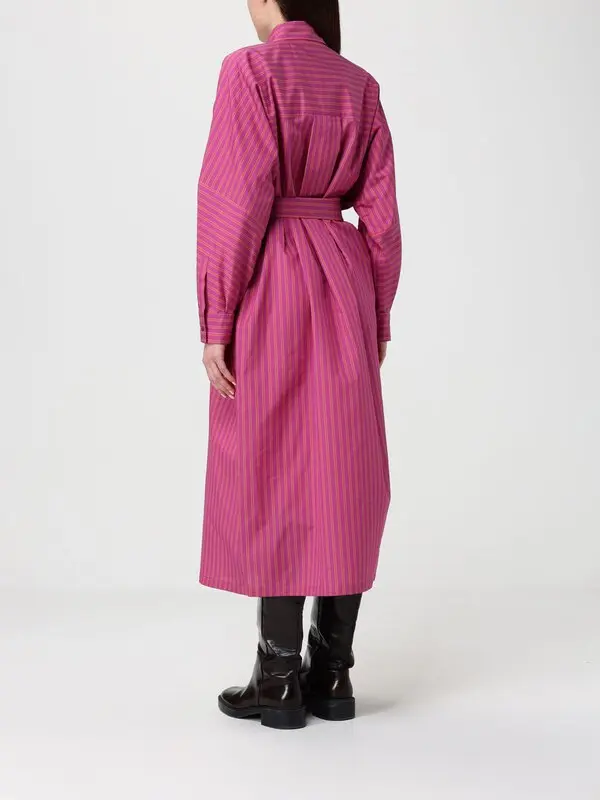 Max Mara Striped Cotton And Silk Midi Shirt Dress - Violet