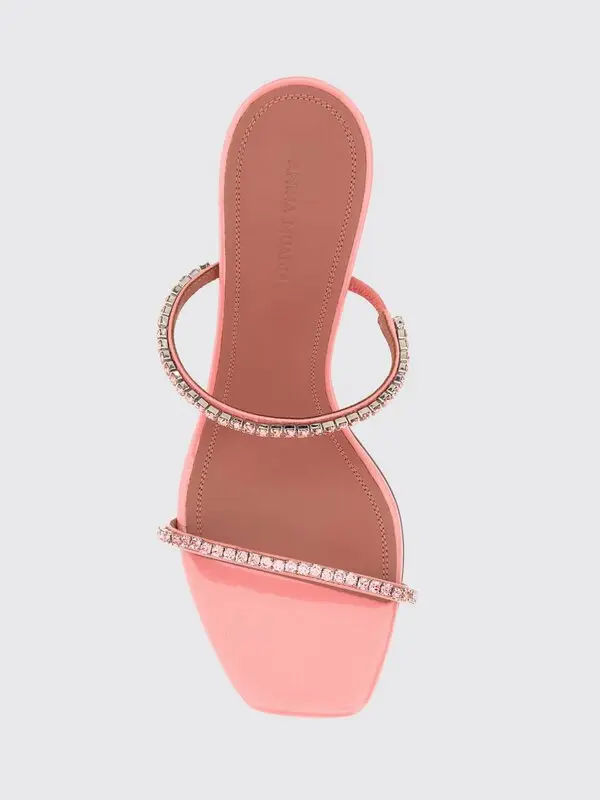 Amina Muaddi Gilda Crystal Embellished Patent Leather Mules