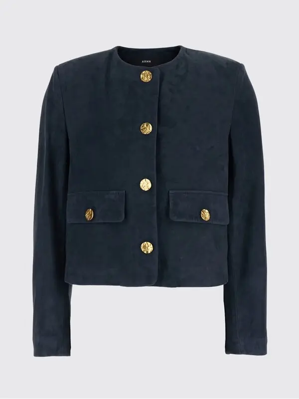 ARMA Suede Jacket With Button Details - Blue