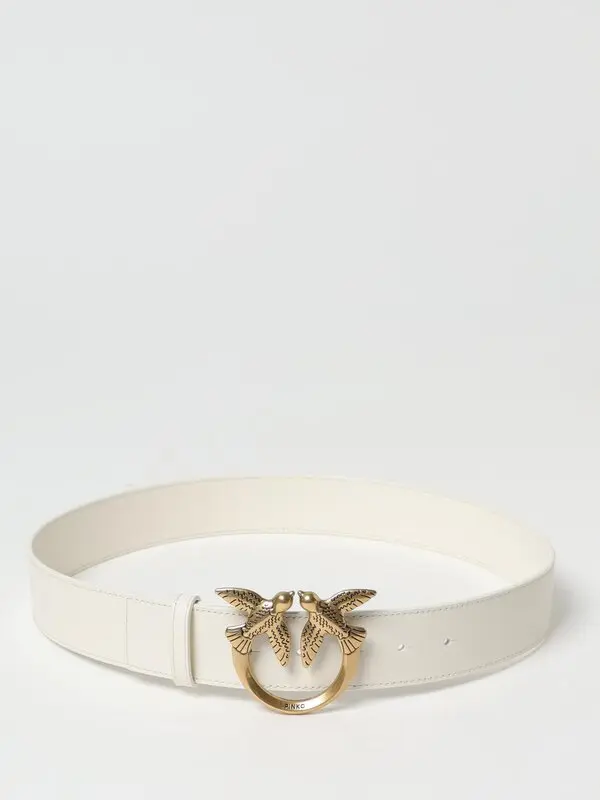 Pinko Embellished Leather Belt - White