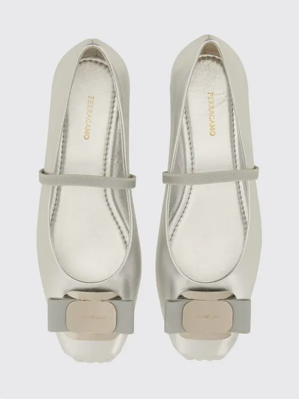 FERRAGAMO Vara Laminated Nappa Mary Jane Ballet Flats