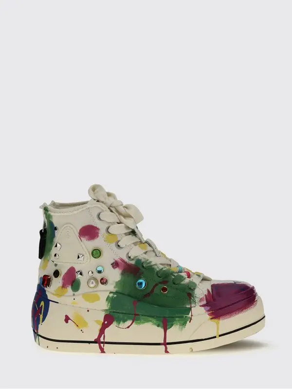 R13 Printed Silk Platform Sneakers - White