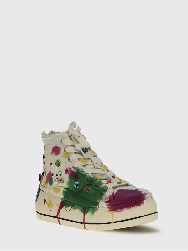 R13 Printed Silk Platform Sneakers - White