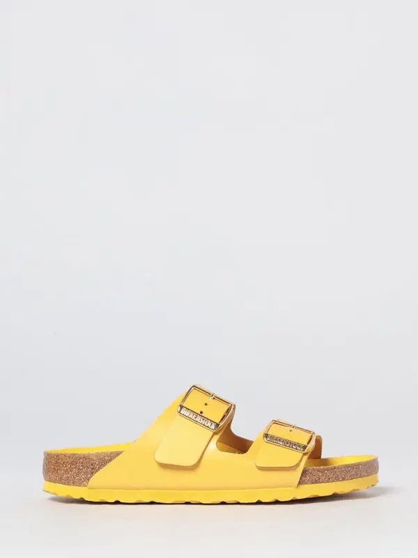 BIRKENSTOCK Arizona Smooth Leather Sandals With Double Buckles - Yellow