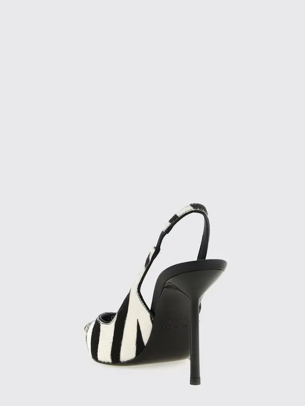 LE SILLA Vivienne Slingback Zebra Print Pony Skin Heels - White