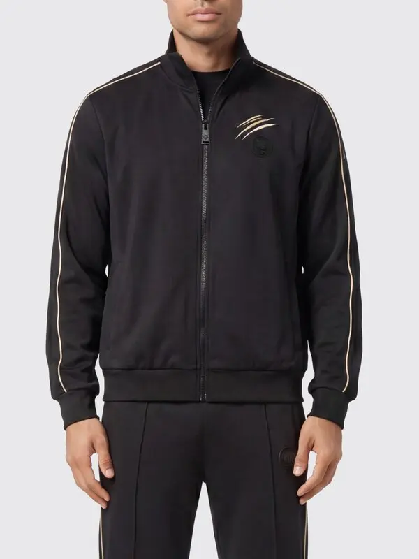 PLEIN SPORT Polyester Zip-up Sweatshirt - Black