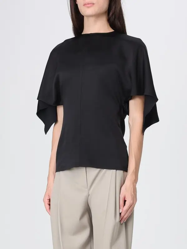 Stella McCartney Crewneck Blouse In Satin - Black